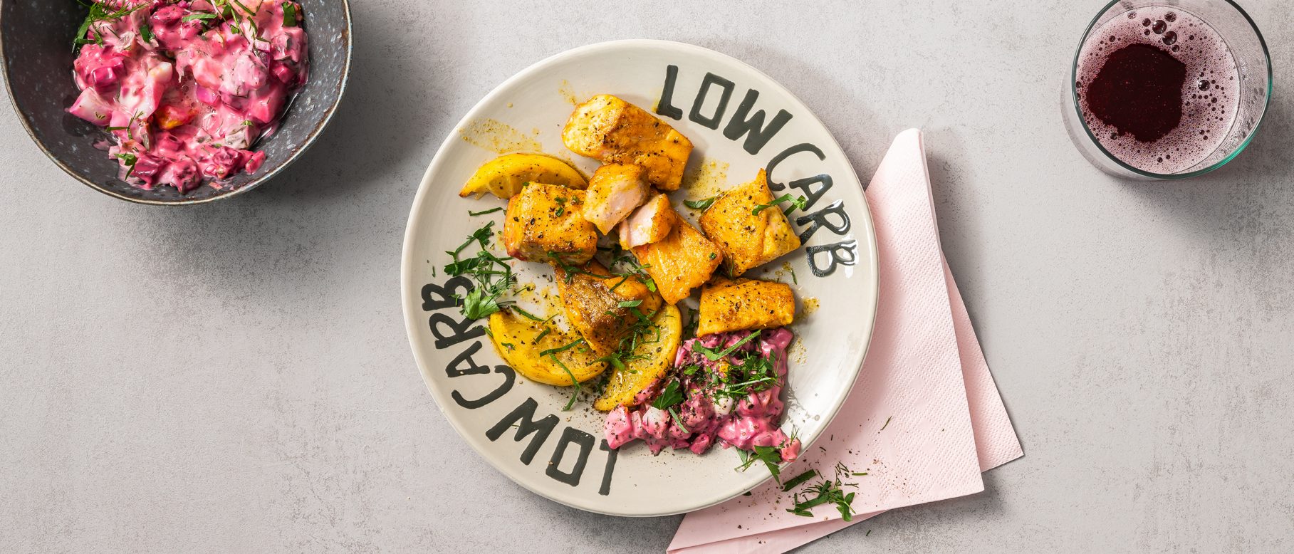 Gebratener Lachs mit Rote-Bete-Remoulade (Low Carb) - Rezept bei ALDI Nord